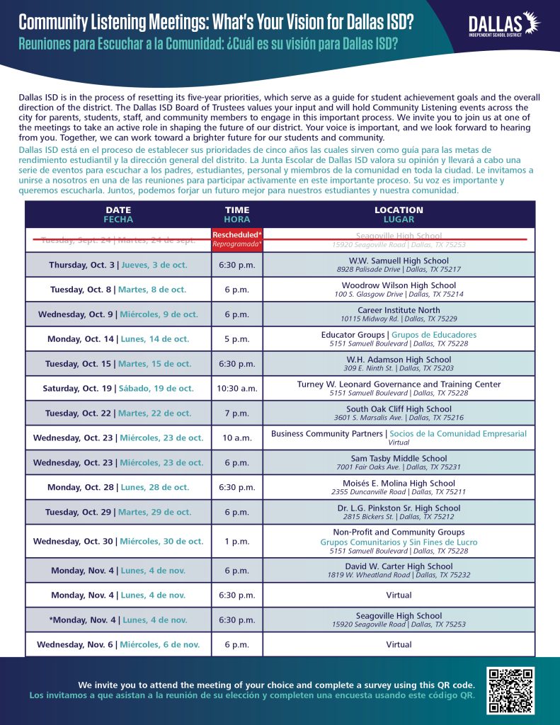 Dallas ISD seeks community input on the district’s five-year priorities ...